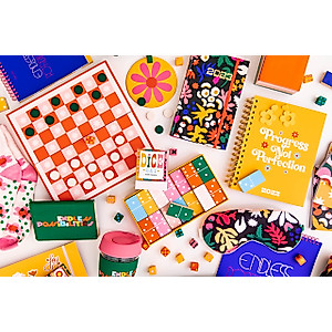 ban.do Game Night! 2-in-1 Checkers and Backgammon Board, Checkers Board Game and Backgammon Set for Adults Includes Duo Board, 30 Checkers, 2 Dice, Pink/Red