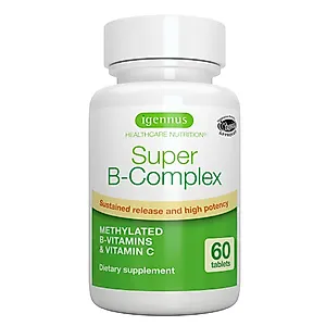 Super B-Complex – Methylated B Vitamins, MTHFR Supplement with Methylfolate & B12 Methylcobalamin, Sustained Release, Clean Label, Vegan, Lab Verified, 60 Small Tablets by Igennus