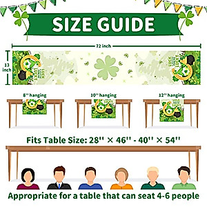 Funux St Patricks Day Table Runner 72 Inches Long, St Patrick's Day Decorations Spring Gnome Kitchen Dining Table Decoration for Indoor Outdoor St Patricks Day Home Decor