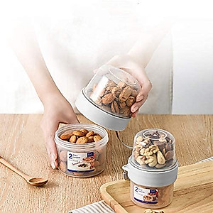 HeNai PETWEKAN Breakfast On The Go Cups,Yogurt Portable Cups Large Capacity Sealed Double Layer Food Container With Cereal Oatmeal or Fruit Container (310ml+360ml)