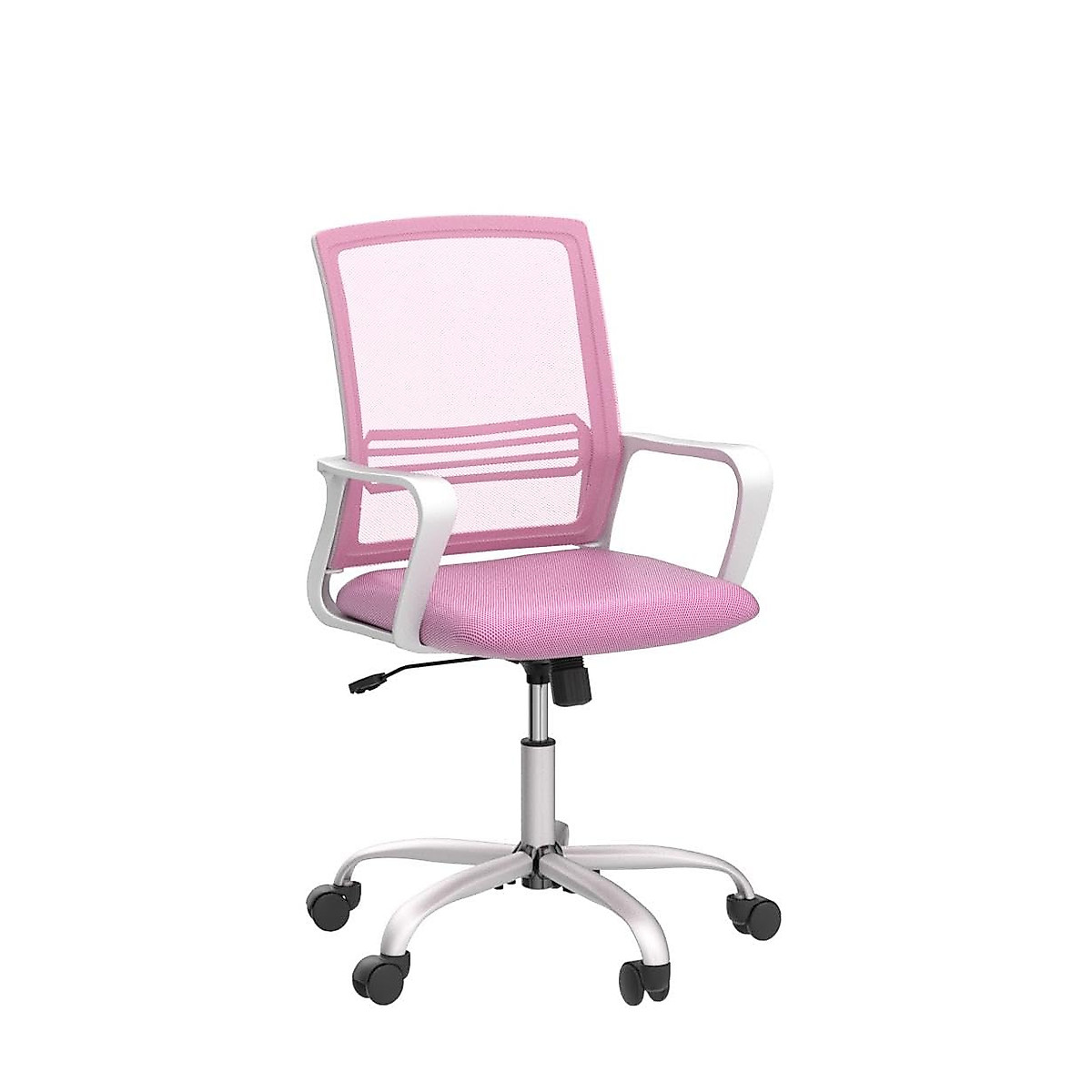 AFO Ergonomic Office Chair Adjustable with Comfortable Lumbar Support, Armrest and Padded Seat, 360 Degree Swivel, Mid Back Breathable Mesh, Rocking Mode, for Conference Room, Executive, Study, Pink
