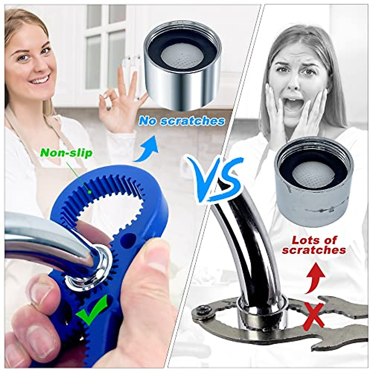 Aerator Key, Faucet Aerator removal tool, Faucet wrench with Aerator Shell Removal Tool, Replacement Cache Aerators for Sink M 16.5, 18.5, 21.5, 24 mm Tap Aerators Flow Restrictor