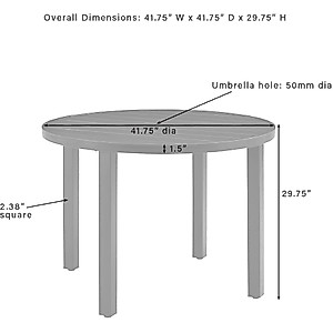 Crosley Furniture Kaplan 42" Round Outdoor Dining Table with Umbrella Hole for Outside Patio, Oil-Rubbed Bronze