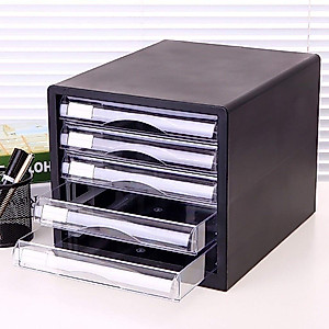 Flat File Cabinet, 5-Layer Plastic Locker, Data Drawer File Cabinet for Home Office Color: Black