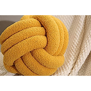 Naibyuki Lamb Wool Knot Ball Pillow Home Decor Cushion Lamb Wool Throw Pillow Cushion Handmade Round Pillow Bedroom Decor Waist Cushion Pillow for Couch Car Office (Ginger,Diameter:8.6 inches)