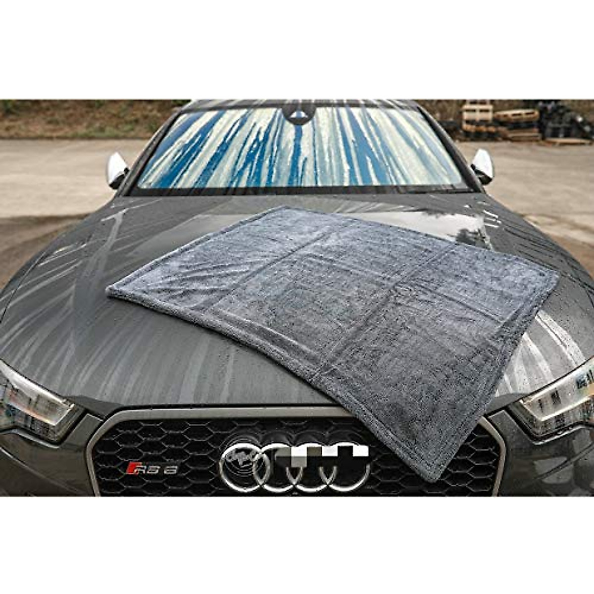Microfiber Car Drying Towel, 1300GSM Superior Absorbency Twist Loop for Drying Cars, Trucks, and SUVs (Gray, 20"x32")