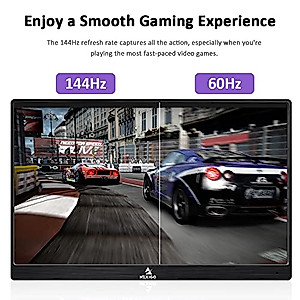 NexiGo 144Hz 17.3 Inch Portable Gaming Monitor, FreeSync, G-SYNC Compatible, FHD IPS Computer Display, Eye Care Screen with HDMI/Type C for Laptop PC/MAC/Surface/PS4/PS5/Xbox/Switch, with Smart Cover