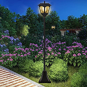 Dynaming 100 Lumen Solar Post Lights, 67 Inch Outdoor Solar Powered Vintage Street Lights, LED Edison Bulb Solar Post Lamp Waterproof for Garden Patio Lawn Pathway Driveway Backyard, Warm White