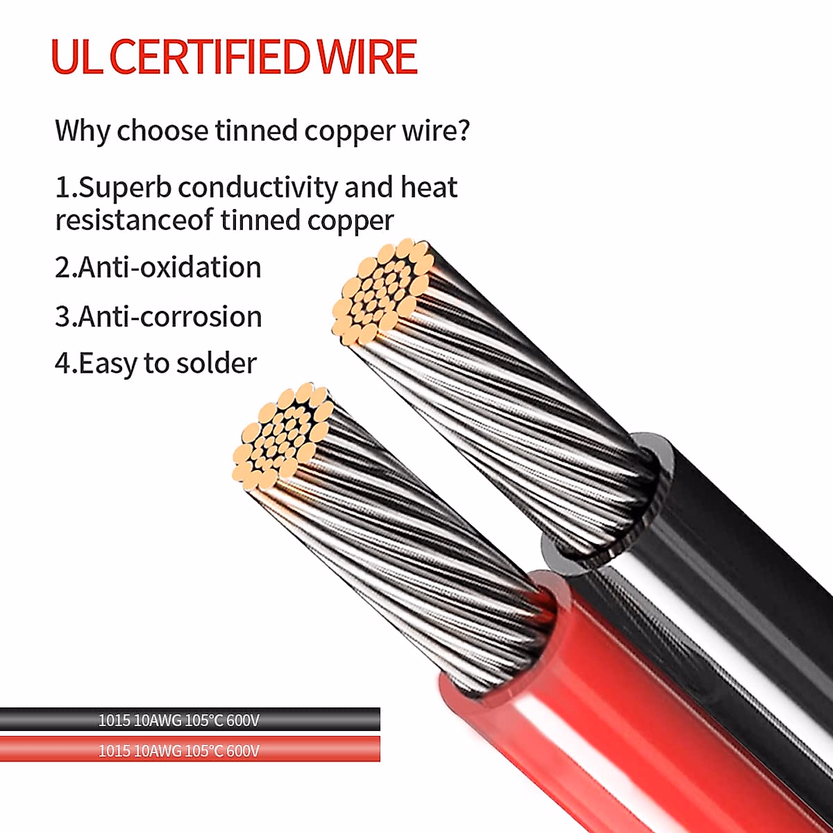 ELFCULB SAE Battery Connector, 10AWG SAE to O Ring Terminal Harness 2-Pin Quick Disconnect SAE Battery Cable for Motorcycle Car,with 10A 15A 20A 25A 30A Protection Fuse(10FT)