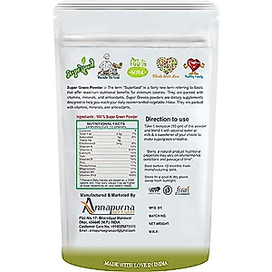 NACHT 7 Daily Super Greens Complete Nutrition Powder | Wheatgrass, Moringa, Stevia, Alfalfa Grass, Barley Grass, Spinach, Amla - 100 GM