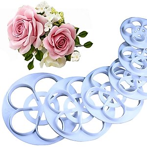 KALAIEN Rose Flower Cutters Set Gumpaste Flowers Modelling Tools for Cake Decorating Cookie Mold Sugarcraft Plunger Cutter Mold Set of 6