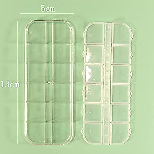 Hilsayum 6PCS Nail Art Beads Storage Container Clear Rectangle Jewelry Bead Display Case with 12 Compartment Crafts Organizers (White)