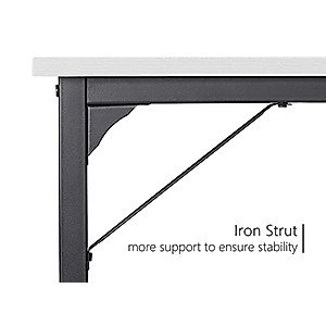 CubiCubi Computer Desk 63" Study Writing Table for Home Office, Modern Simple Style PC Desk, Black Metal Frame, White