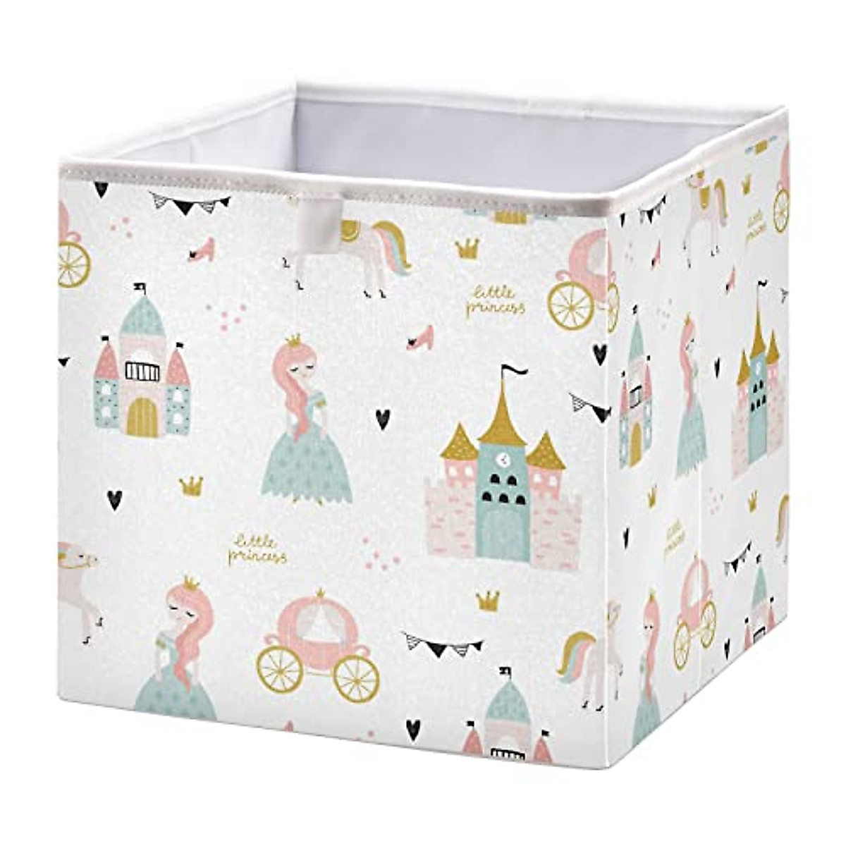 Kigai Princess Castle Cube Storage Bins - 11x11x11 In Large Foldable Storage Basket Fabric Storage Baskes Organizer for Toys, Books, Shelves, Closet, Home Decor