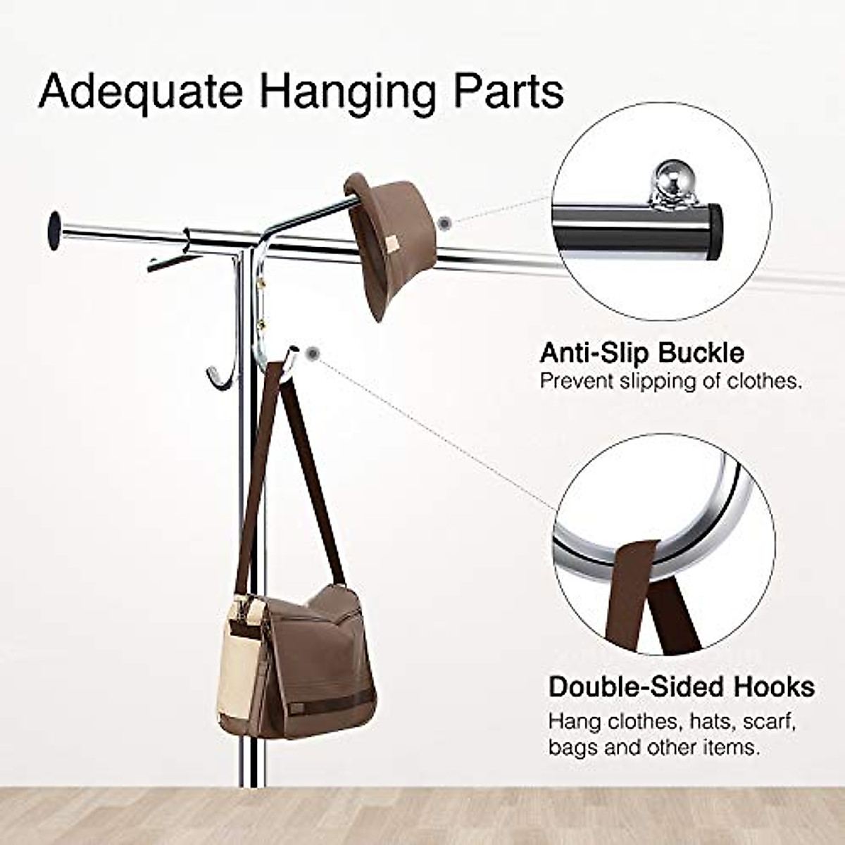 GREENSTELL Clothes Rack with Cover, Adjustable Garment Rack with Wheels, Heavy Duty Clothing Rack with Extendable Hanging Rail and Two Hooks, Commercial Grade Rolling Clothing Coat Rack (59x63x18 in)