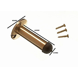 1 X 2.5 Inches Brass Door Stop with Rubber Tip and Screws