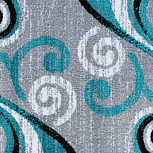 Flash Furniture Valli Collection Area Rug - High Pile Turquoise Olefin Rug - 2' x 11' Area Rug - Jute Backing - Hallway, Entryway, Bedroom, Living Room
