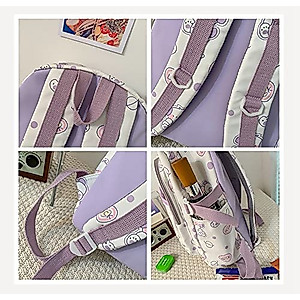 JHTPSLR Kawaii Cartoon Backpack with Plushies Cute Cartoon Printing Preppy Backpack for Teen Girls Back to School Supplies (Lucky Puppy)