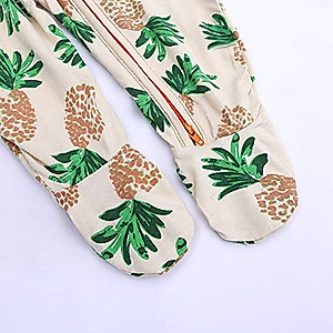 Kids Tales Baby Boys Long Sleeve Footies Zipper Romper Pineapple Pajama Bodysuit