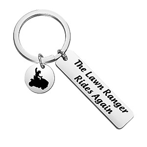 POTIY Lawn Enforcement Gift Mowing the Lawn Jewelry the Lawn Ranger Rides Again Keychain Outdoors Keychain Father's Day Keychain (keychain)