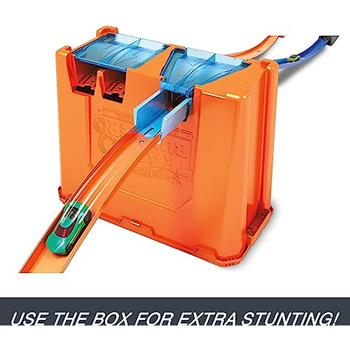 Hot Wheels Track Builder Playset, Deluxe Stunt Box with 25 Component Parts & 1:64 Scale Toy Car [Amazon Exclusive]