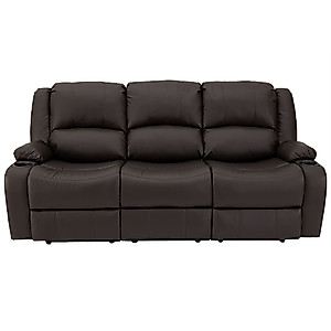 RecPro RV 80" Powered Triple Recliner Sofa & Drop-Down Console | Wall Hugger Seats | Ultrafabrics Brisa (Coffee Bean)