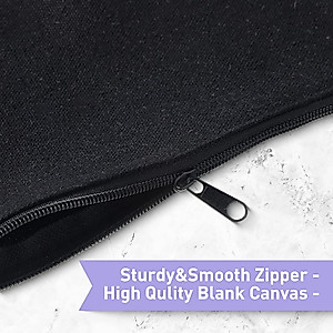 Frienda 50 Pack Canvas Zipper Pouch Bulk Blank DIY Craft Bag canvas makeup bags Multipurpose Pouch Toiletry Tote Bag for Makeup Travel Cosmetic Stationary Storage(Black)