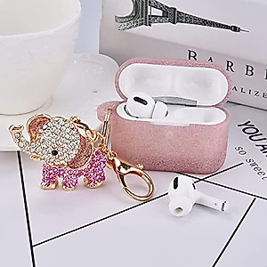 TOROTOP Compatible with Airpods Pro Case, Soft 4 in 1 Silicone Protective Case for Apple Airpods Pro with Bling Elephant Keychain/Storage Box, Charging Case for Airpods Pro Case 2019 Rose Gold
