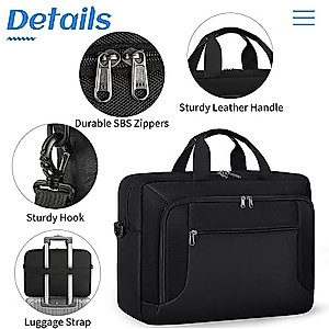 Laptop Bag 15.6 Inch Laptop Briefcase Computer Bag for Men Women Waterproof Business Office Work Large Laptop Case 15.6 Inch Adjustable Shoulder Messenger Bag Black