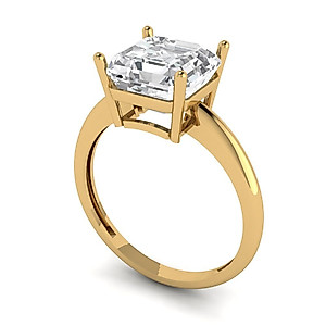 Clara Pucci 2.5 ct Asscher Cut Solitaire Moissanite Engagement Wedding Bridal Promise Anniversary Ring 18K Yellow Gold Size 3.5