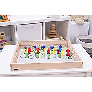 TickiT Wooden Mirror Tray - Explore Reflection, Symmetry and Patterns - for All Ages - Add Reflection to Any Sensory Activity Station