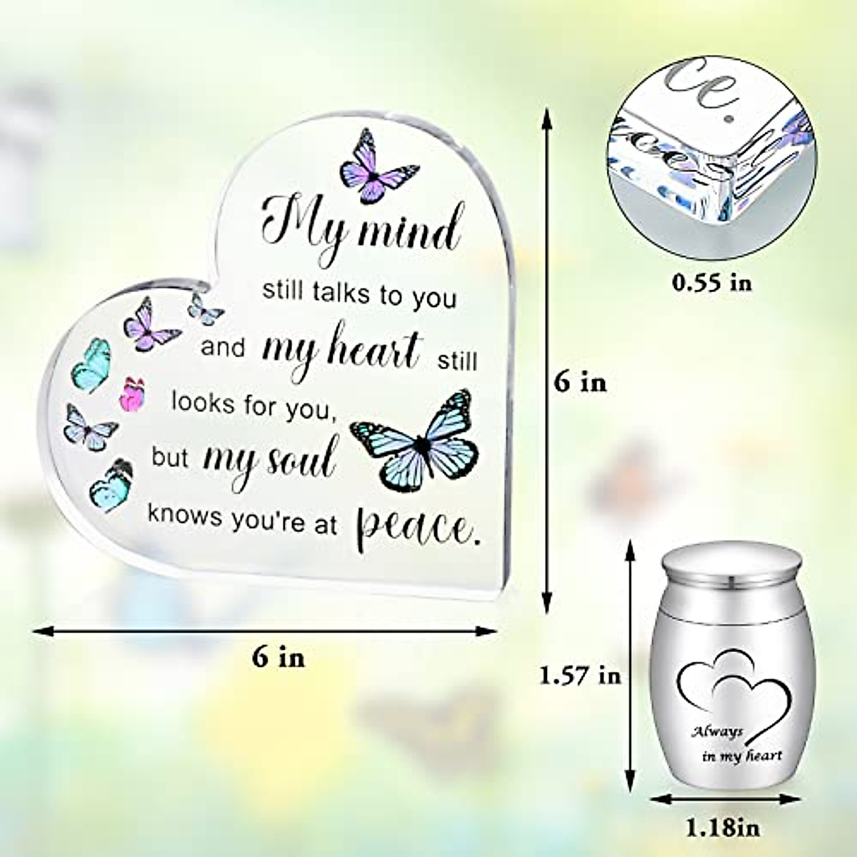 Small Urns for Human Ashes Butterfly Sympathy Gifts Mini Keepsake Urn for Ashes Acrylic Memorial Gifts for Loss of Mother