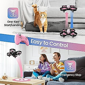 Holy Stone Mini Drone for Kids 8-12 and Beginners HS210 Pink RC Nano Quadcopter Indoor Drone with Circle Fly, Auto Hovering, 3D Flip, and Headless Mode, Great Gift Toy for Boys and Girls
