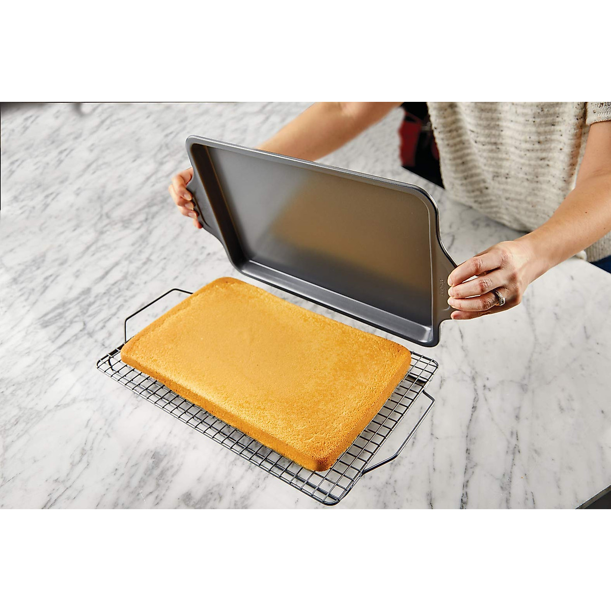 All-Clad D3 3-Ply Stainless Steel Cooling Rack 12x17 Inch Induction Half Sheet, Cookie Sheet, Muffin Pan, Cooling & Baking Rack, Round Cake Pan, Loaf Pan, Baking Pan Silver