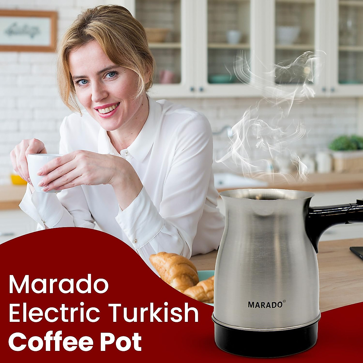 Marado — Arabic/Turkish Foldable/Portable — Electric Coffee pot — Stainless Steel — up to 5 cups