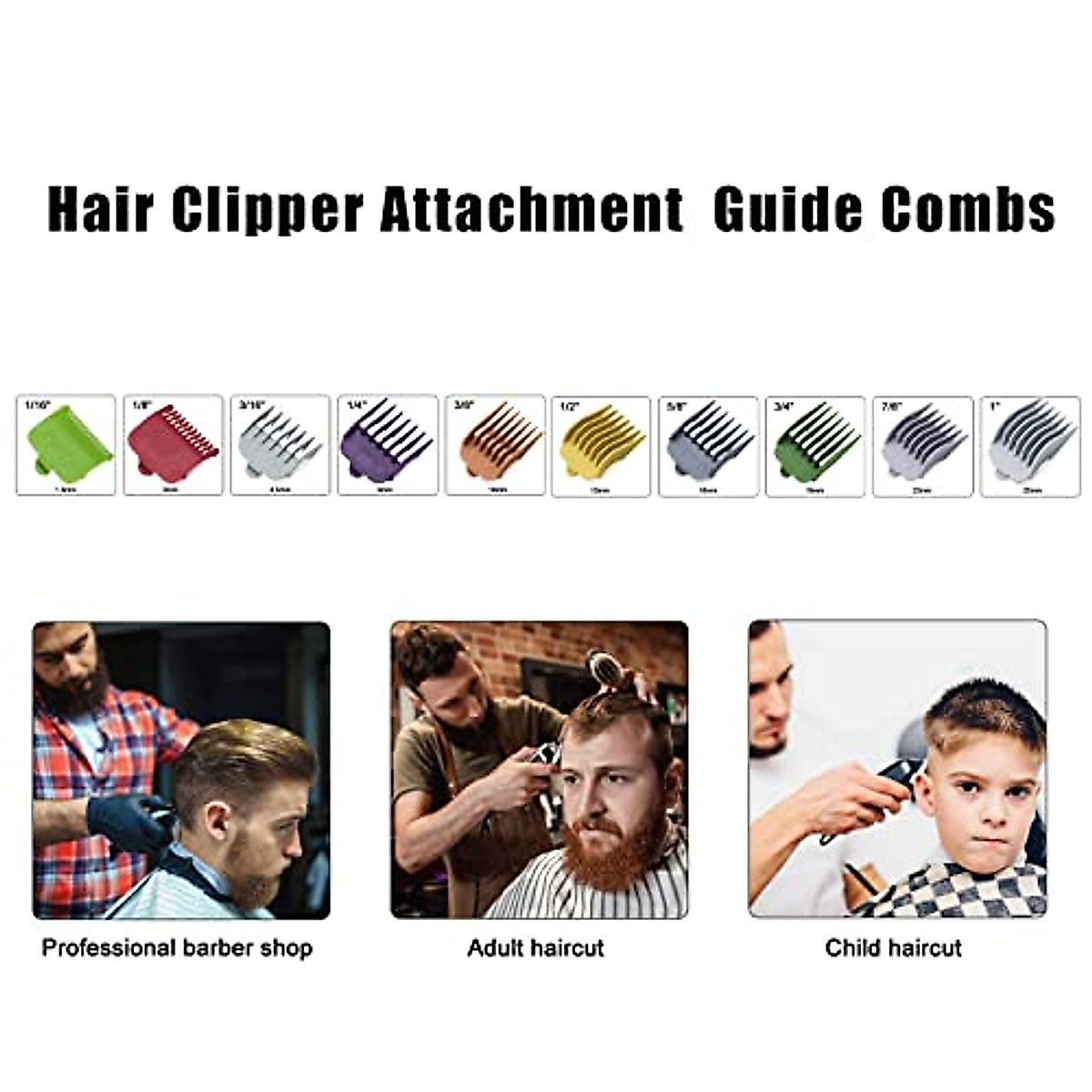10 Color Professional Hair Trimmer/Clipper Guard Combs Guide Combs Coded Cutting Guides/Combs #3170-400- 1/16” to 1 -Great for Hair Clippers/Trimmers Attachment