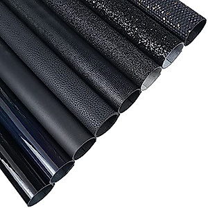 8 Pieces 8x12 Inch Faux Leather Sheets Black Fine Chunky Glitter Metallic Litchi Patent Holographic Embossing Skin Texture Fabric for Bows Earrings Making