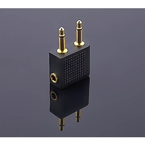 yueton Pack of 4 Golden Plated Airline Airplane Female to Double Male Flight Adapter for Headphone Stereo Plug