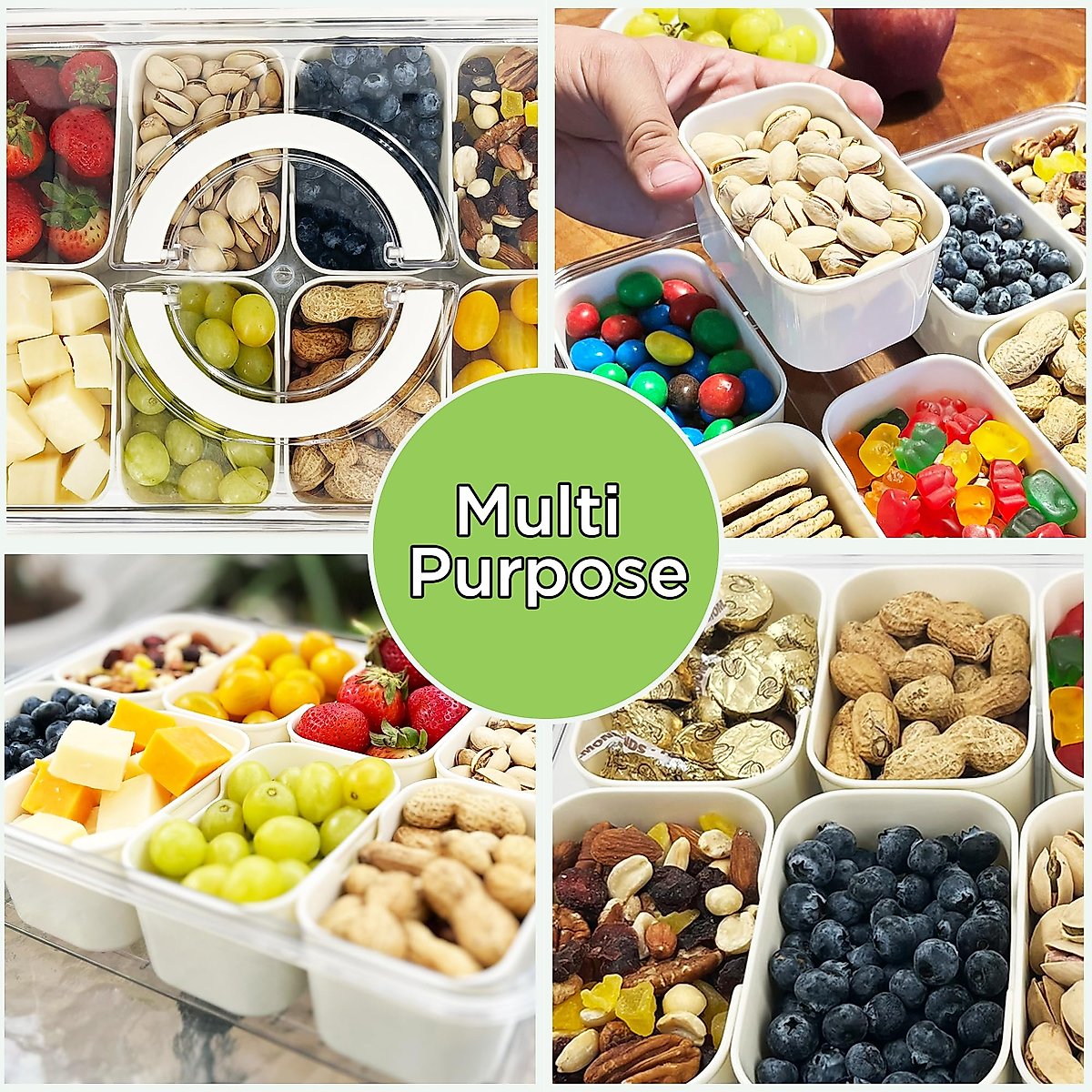 SnapWave Snackle Box Container - Snack Box Container - Snackle Box - Divided Serving Tray with Lid - Snack Tray - Snack Boxes - Snack Tray with Lid - Snacklebox - Snackle box Charcuterie Container