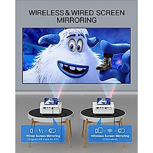 ROVOMKO Projector, Projector with WiFi and Bluetooth, 600 ANSI Bluetooth Projector, 4K Support, 2.4G&5G Two-Channel WiFi, Home Projector Compatible w/iOS/Android/Win/TV/PS5,Carry Bag Included