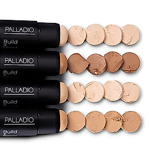 Palladio BUILD & BLEND Foundation Stick, Medium Coverage Buildable Contour Stick for Face, Ultra Blendable Creamy Formula for a Natural Shine Free Finish, Professional Makeup for Perfect Look, 0.25 Ounce (Natural Beige)