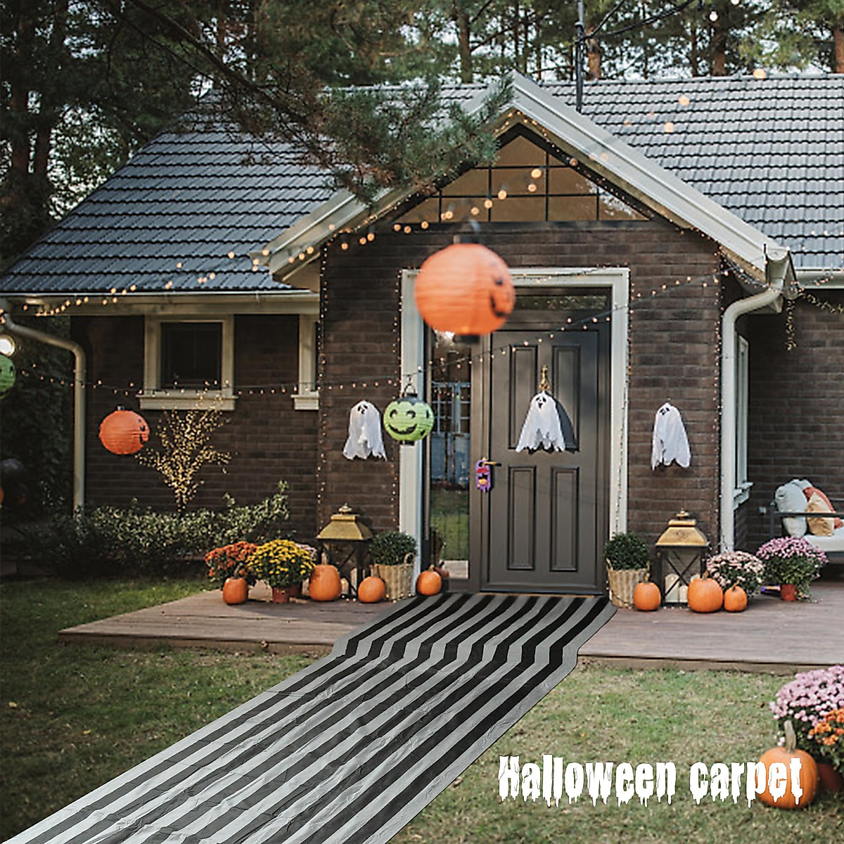 RunNico 66x3.3 ft Black and White Striped Gossamer Roll, Halloween Sheer Gossamer Striped Table Decoratoin, Halloween Decorated Black and White Fabric for Halloween,Walls,Table Skirt,Wedding and Party