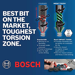 BOSCH ITSQ235B 10-Pack 3-1/2 In. Square #2 Impact Tough Screwdriving Power Bits