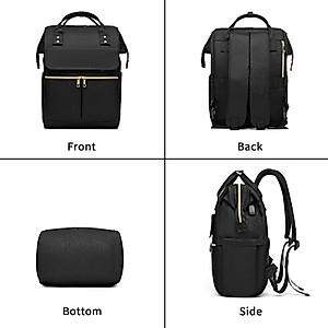 seyfocnia Laptop Backpack for Men,15.6 Inch Computer Bags for Laptops for Men Travel Backpack Purse Nurse Teacher Backpack College Work Bags Waterproof Laptop Backpack for Women with USB Port,Black