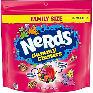 NERDS Gummy Clusters, Candy, Rainbow, Crunchy and Gummy, 18.5 oz