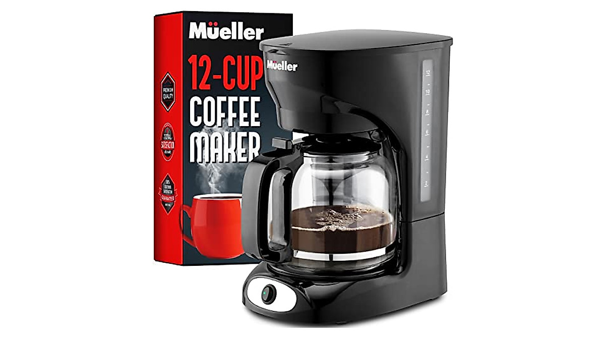 Mueller 12-Cup Coffee Maker with Glass Carafe & Permanent Filter