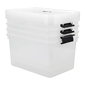CadineUS 17.5 Liter Clear Boxes, Plastic Storage Bin with Lid Set of 4