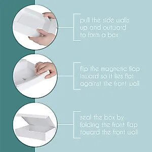 Purple Q Crafts White Hard Gift Box with Magnetic Closure Lid 7 inch x 5 inch x 1.6 inch Rectangle Small Boxes For Gifts With White Glossy Finish (2 Boxes), 1 Count (Pack of 2)