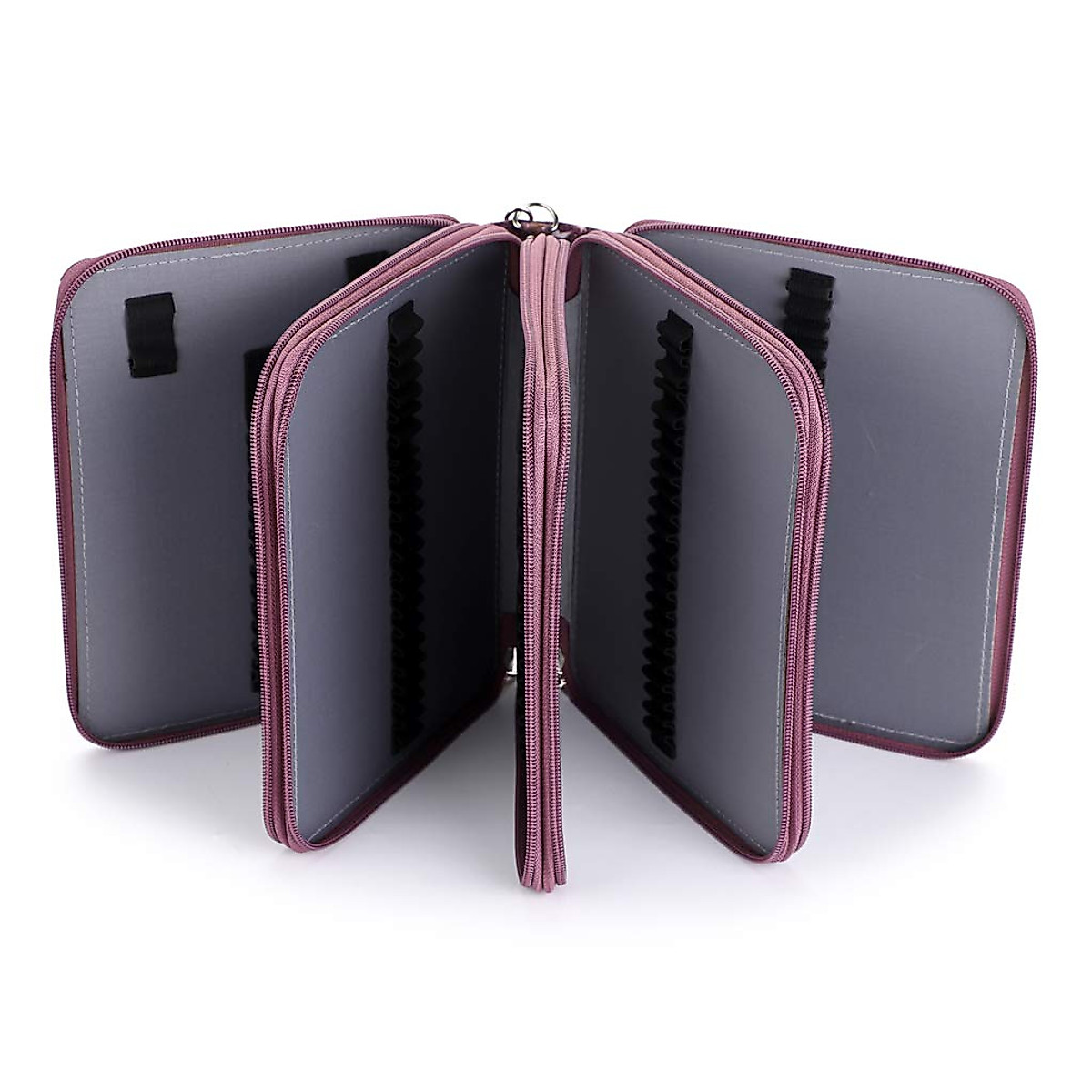 BTSKY Colored Pencil Case- 160 Slots Pencil Holder Pen Bag Large Capacity Pencil Organizer with Handle Strap Handy Colored Pencil Box with Printing Pattern Purple Stars