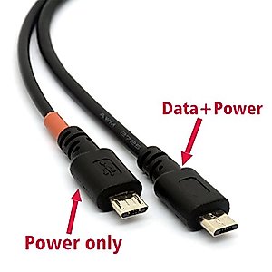 Micro USB Cable Y Splitter USB 2.0 A to Dual Micro B Power Enhancer Hub Adapter 1 Male to 2 Male Android Extension Code Syncing and Charging Two Devices Simultaneously